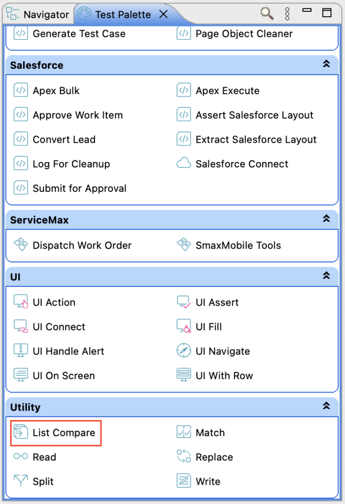 List Compare | Provar Documentation