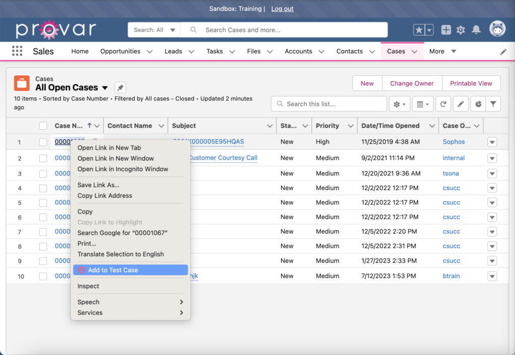 List and Table Testing | Provar Documentation