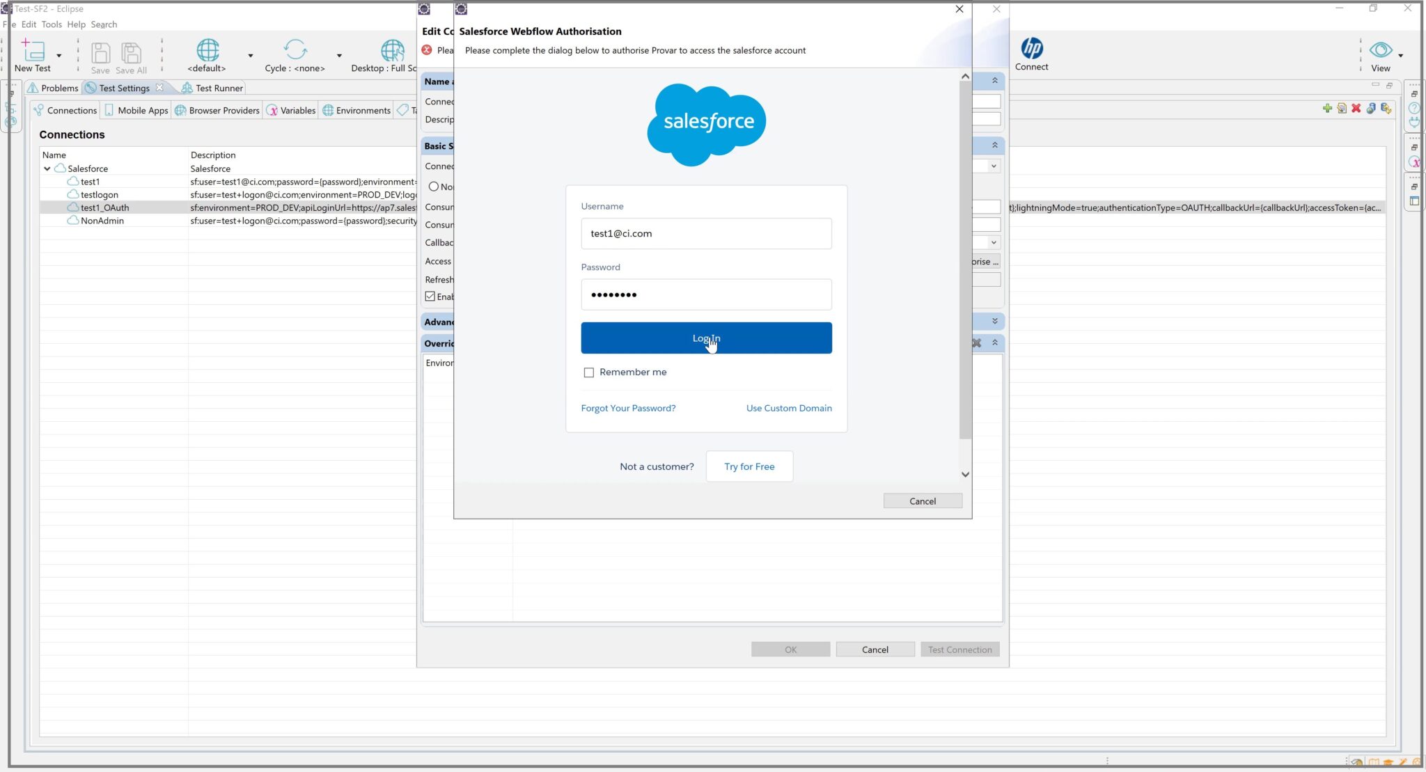 Adding A Salesforce Oauthweb Flow Connection Provar Documentation
