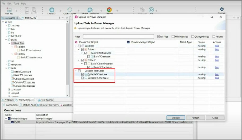 Uploading Callable Test Cases In Provar Manager Provar Documentation