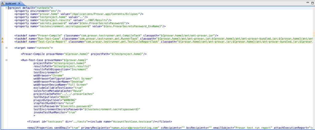 Apache ANT: Generating ANT Build XML File | Provar