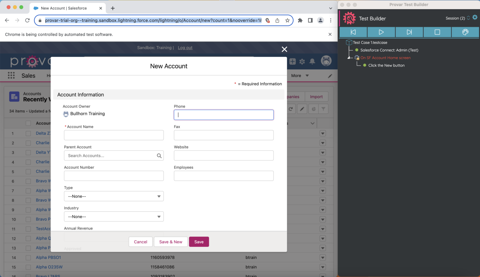 Provar Test Builder, UI Test Cases | Provar Documentation