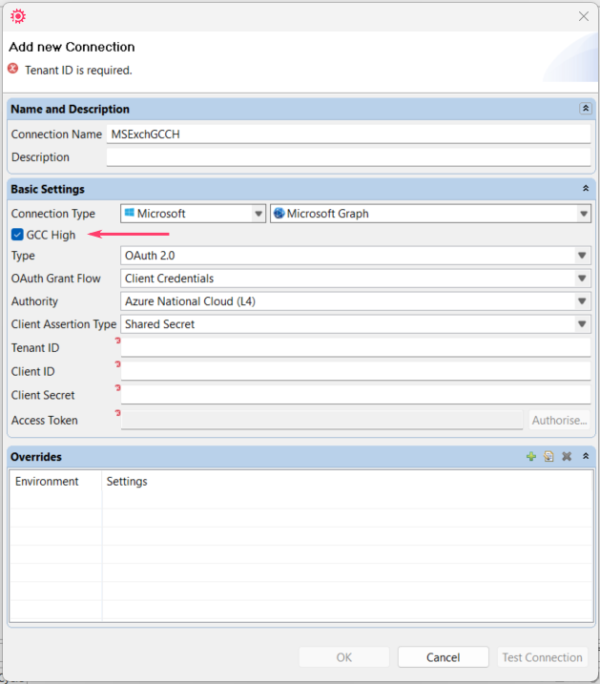 Create a Connection for Office 365 GCC High | Provar Documentation