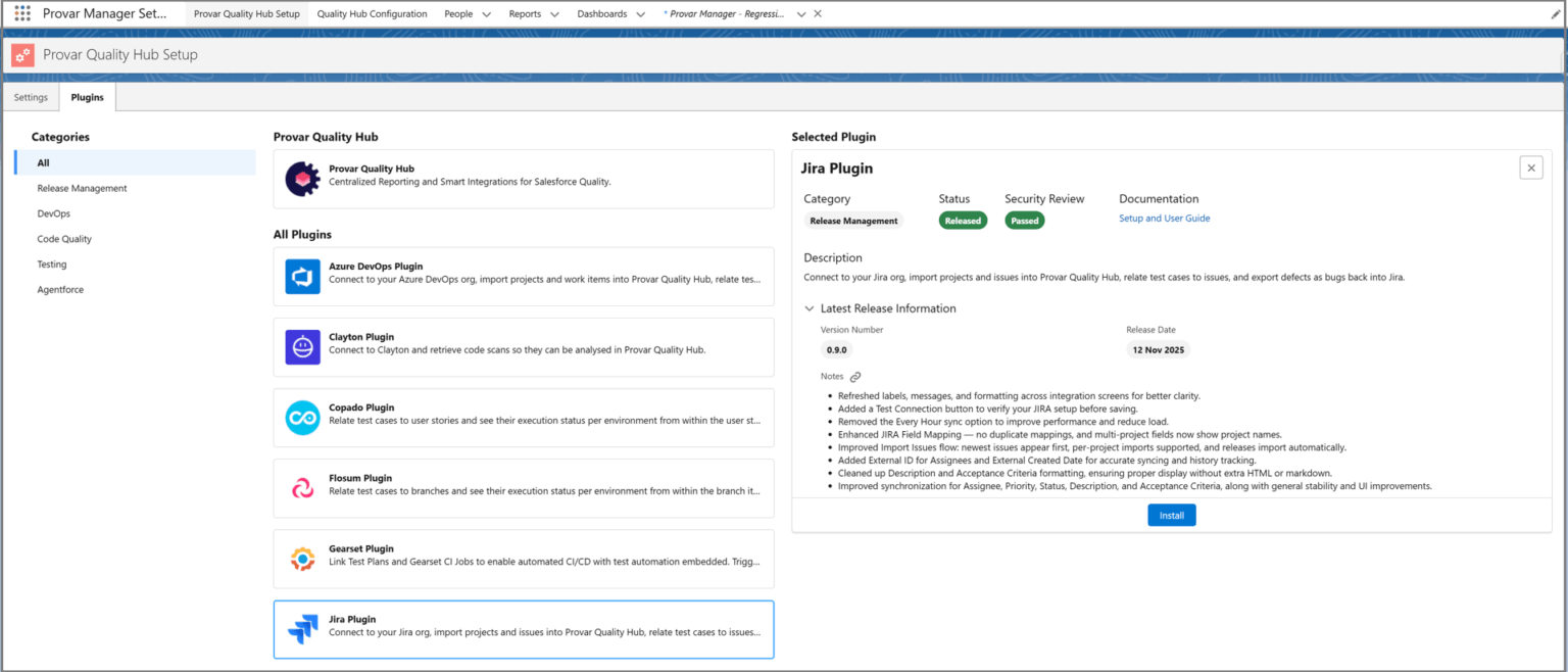 Quality Hub JIRA Plugin - Setup and User Guide | Provar Documentation