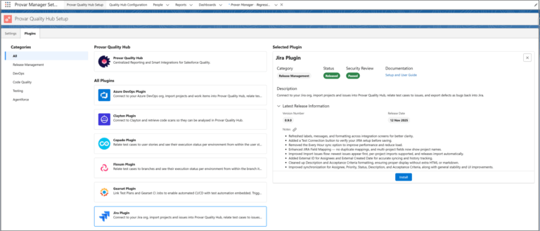 Quality Hub JIRA Plugin - Setup and User Guide | Provar Documentation